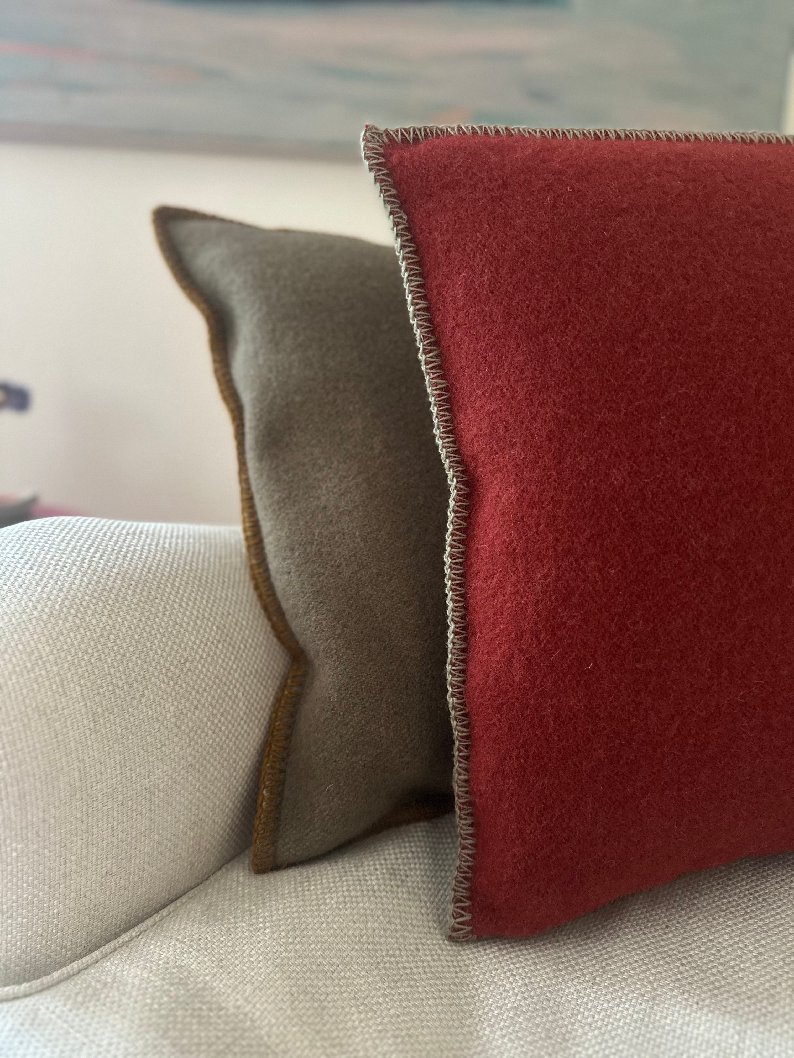 Wool Cushion Cover in Burgundy & Mole - Get the Gallop